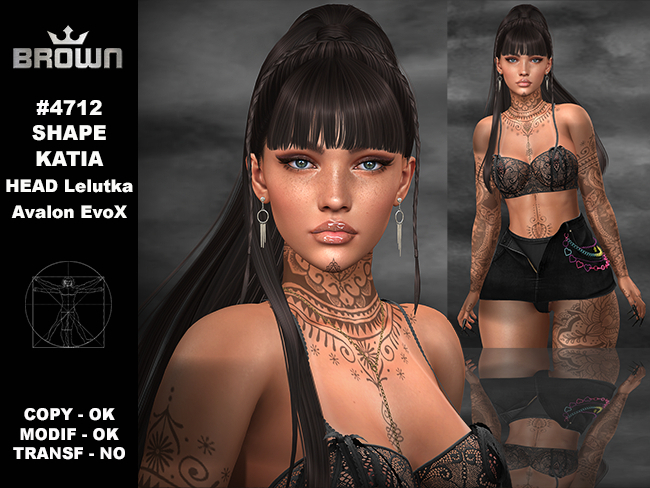 Second Life Marketplace 4712 Shape Katia Head Lelutka Avalon Evox